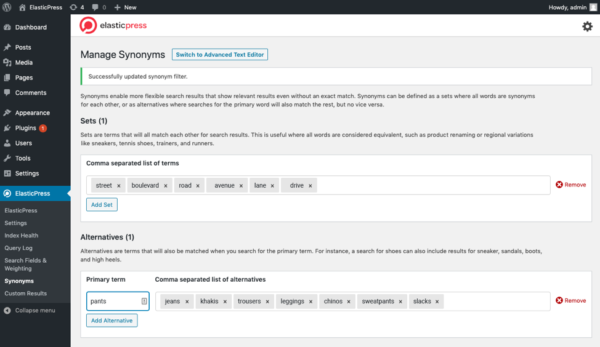 ElasticPress 3.5 Introduces a Synonym Dashboard and Search Term Highlighting - ElasticPress